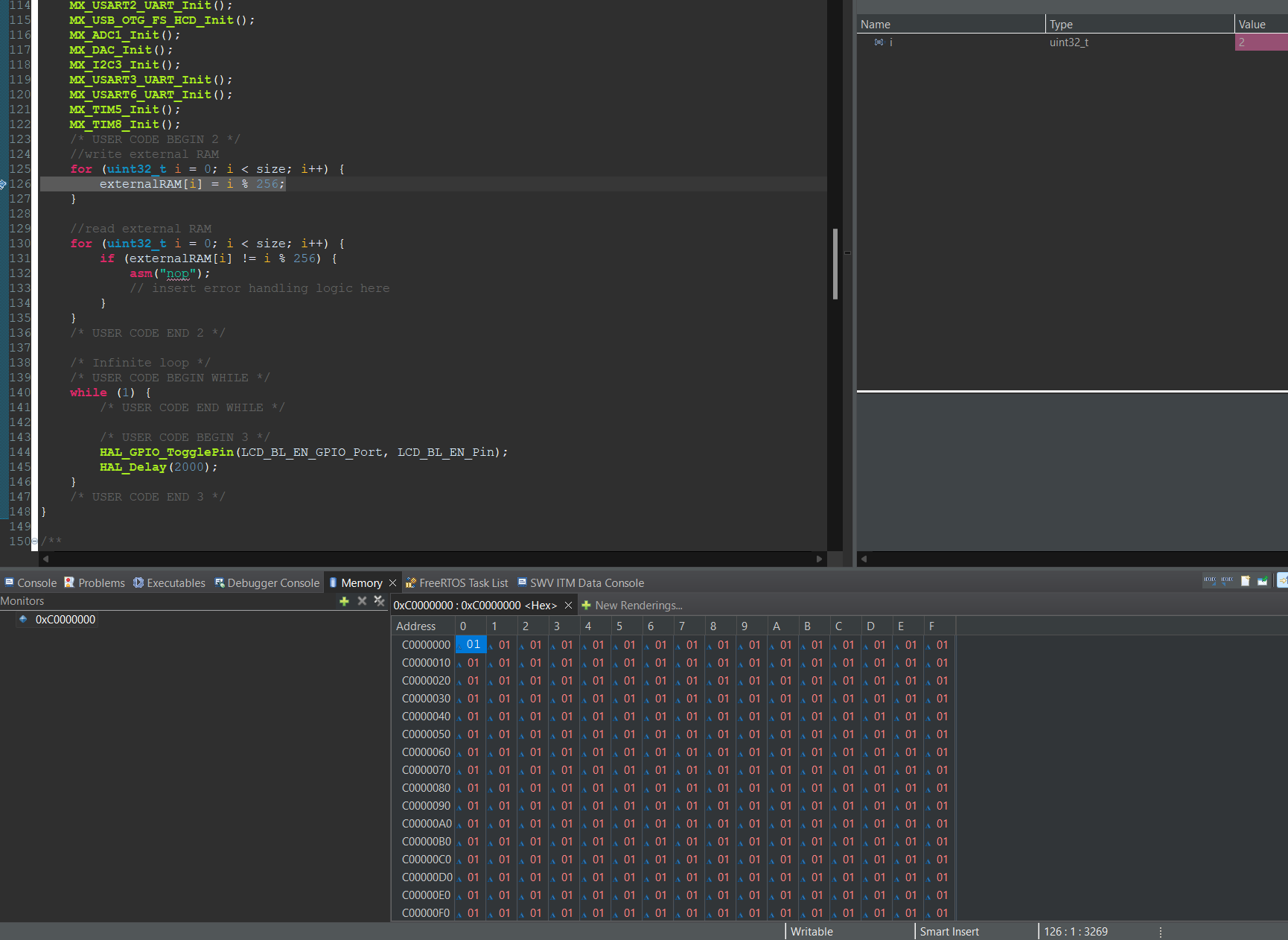 STM32 SDRAM Write or Read Operation Is Not Executi... - STMicroelectronics Community