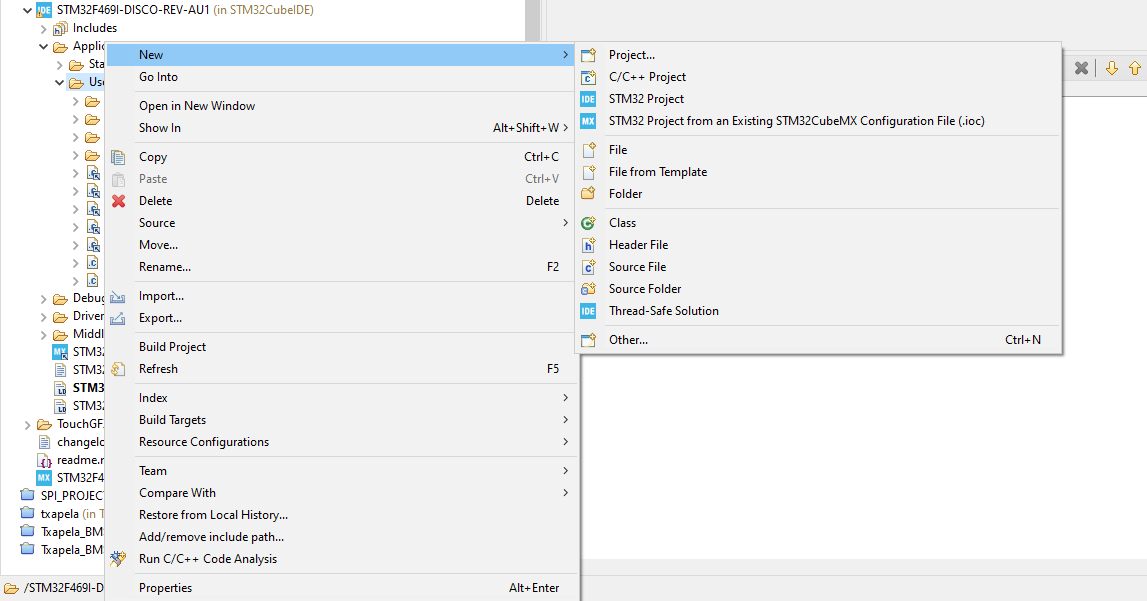 Import correctly Touch GFX project to Cube IDE - STMicroelectronics ...