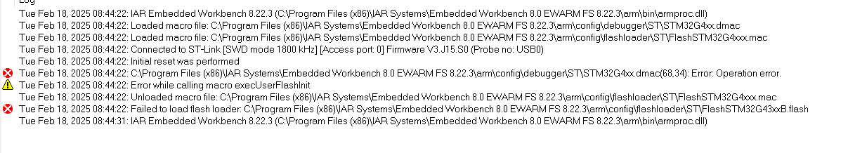 Solved Flashing Issue With Stm32g431rb In Iar Embedded Wo Stmicroelectronics Community