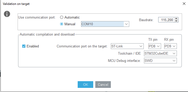 Solved Validation On Target Error Stmicroelectronics Community