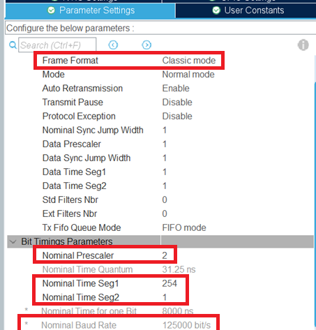 Solved: Setting FDCAN port parameters of STM32G0B1x for co... - STMicroelectronics Community