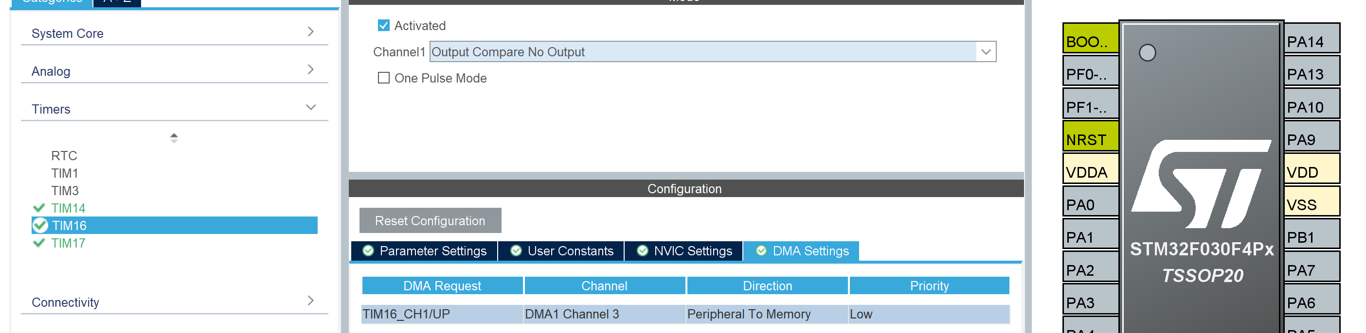 Solved: Timer options for DMA transfer on STM32F03F4P6 - STMicroelectronics Community