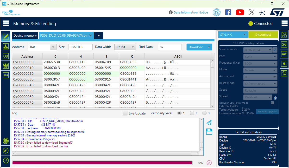Solved: STM32L4P5 Programming fail - STMicroelectronics Community