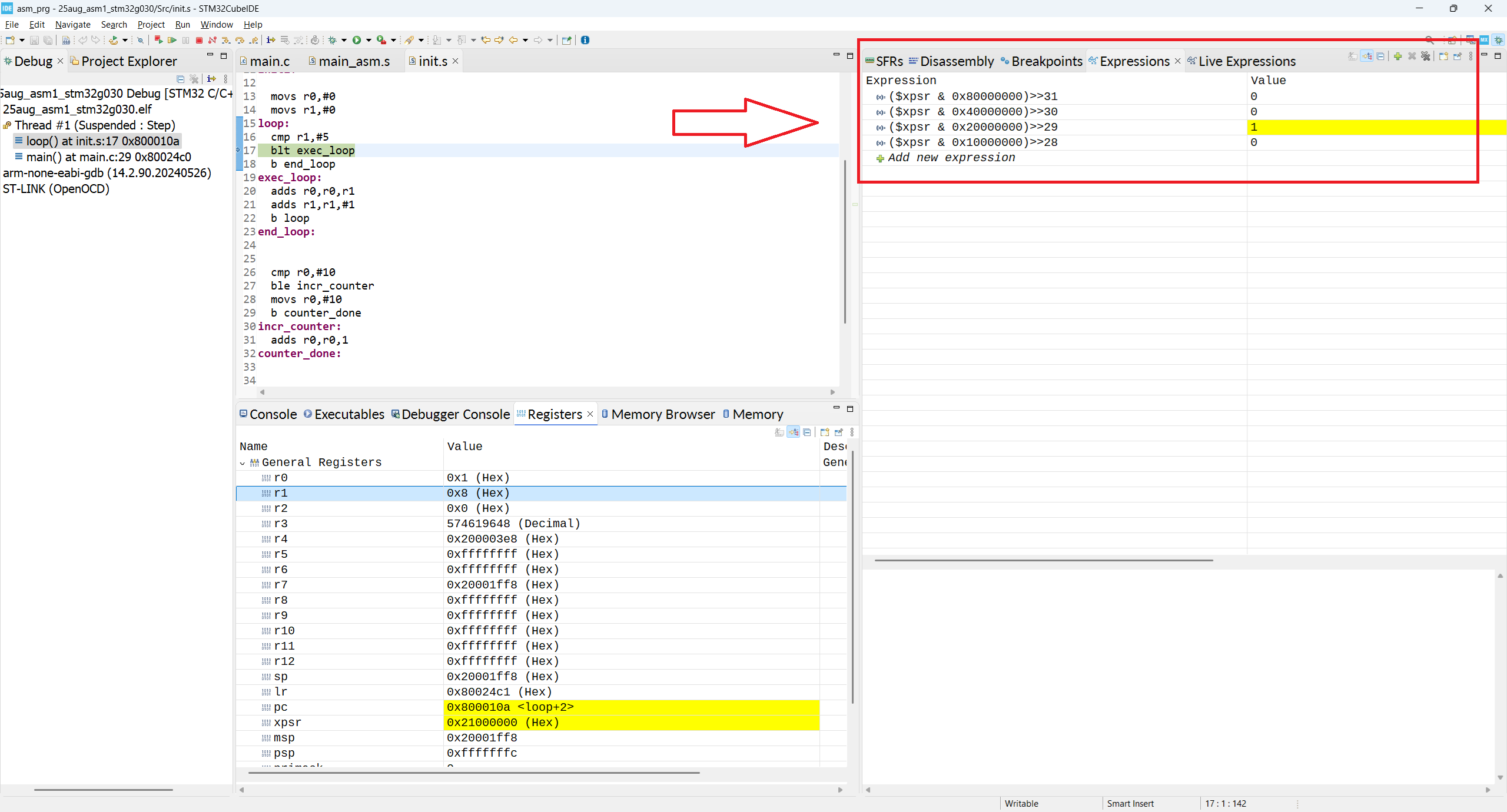 Solved: XPSR register bitfields? - STMicroelectronics Community
