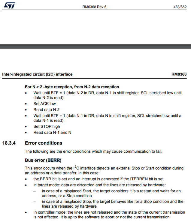 Stm32f4 As I2c Slave Getting Berr On With Specific Stmicroelectronics Community