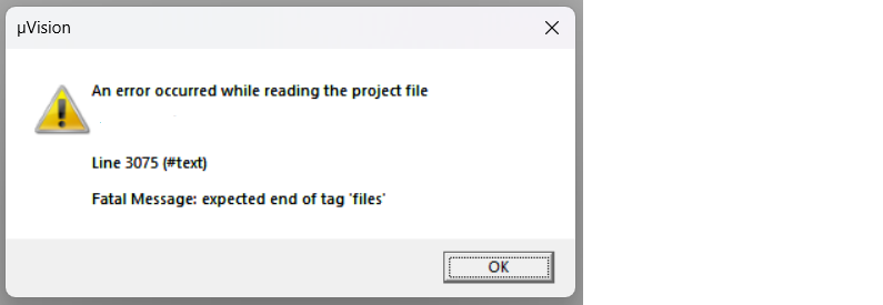 Solved: Generated uVision Project File is corrupted - STMicroelectronics Community