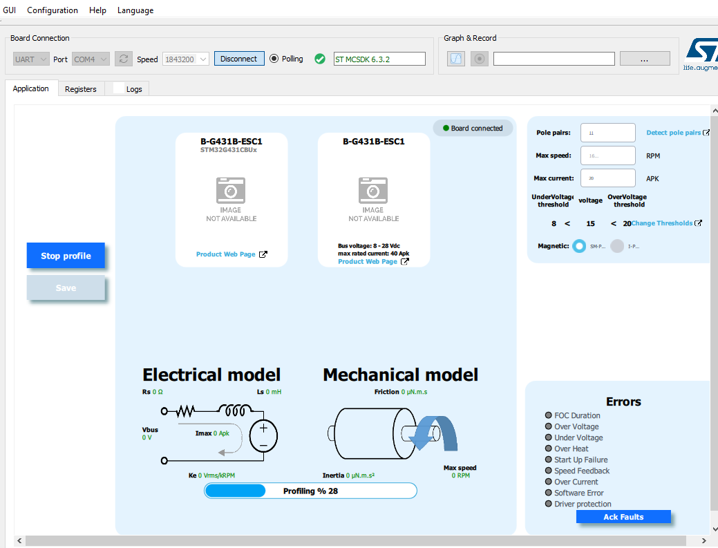 Motor Profiler v.2.1.12 getting stuck using G-431 ...