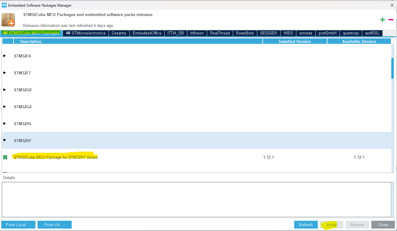 Solved: add drivers BSP for STM32H735G-DK - STMicroelectronics Community