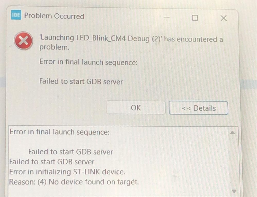 STM32Cube IDE: Failed to start GDB Server on STM32 ... STM32Cube IDE: Failed to start GDB Server on STM32 ...