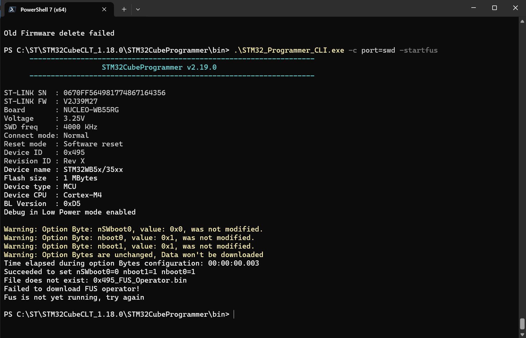 Solved: STM32WB FUS by CubeProgrammer GUI and CUI - STMicroelectronics Community