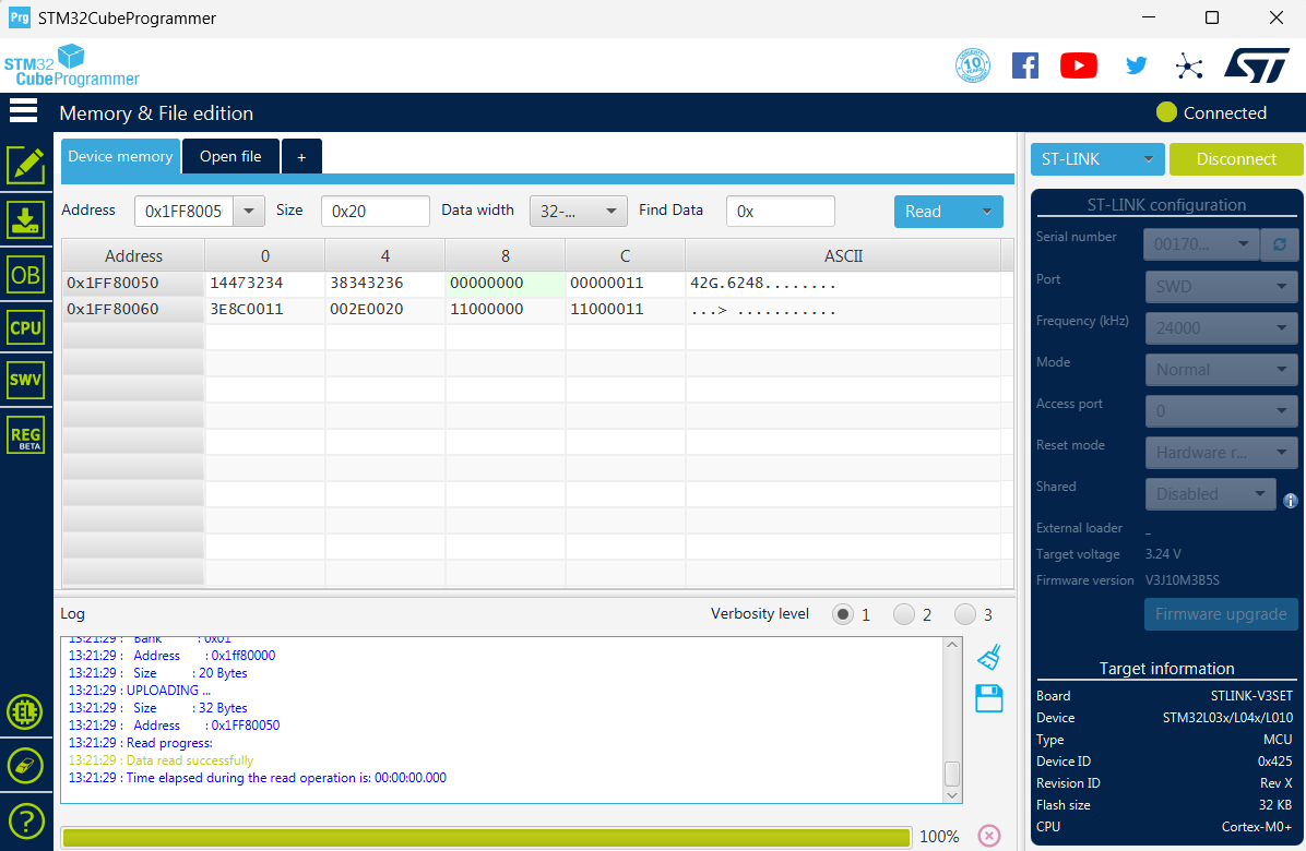 Solved: How to read STM32 UID from ST-Link ? - STMicroelectronics Community