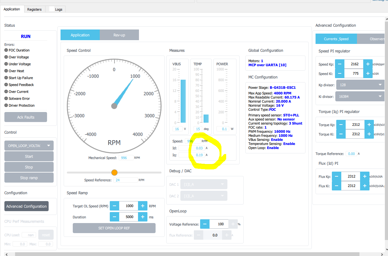 Motor Profiler v.2.1.12 getting stuck using G-431-... - STMicroelectronics Community