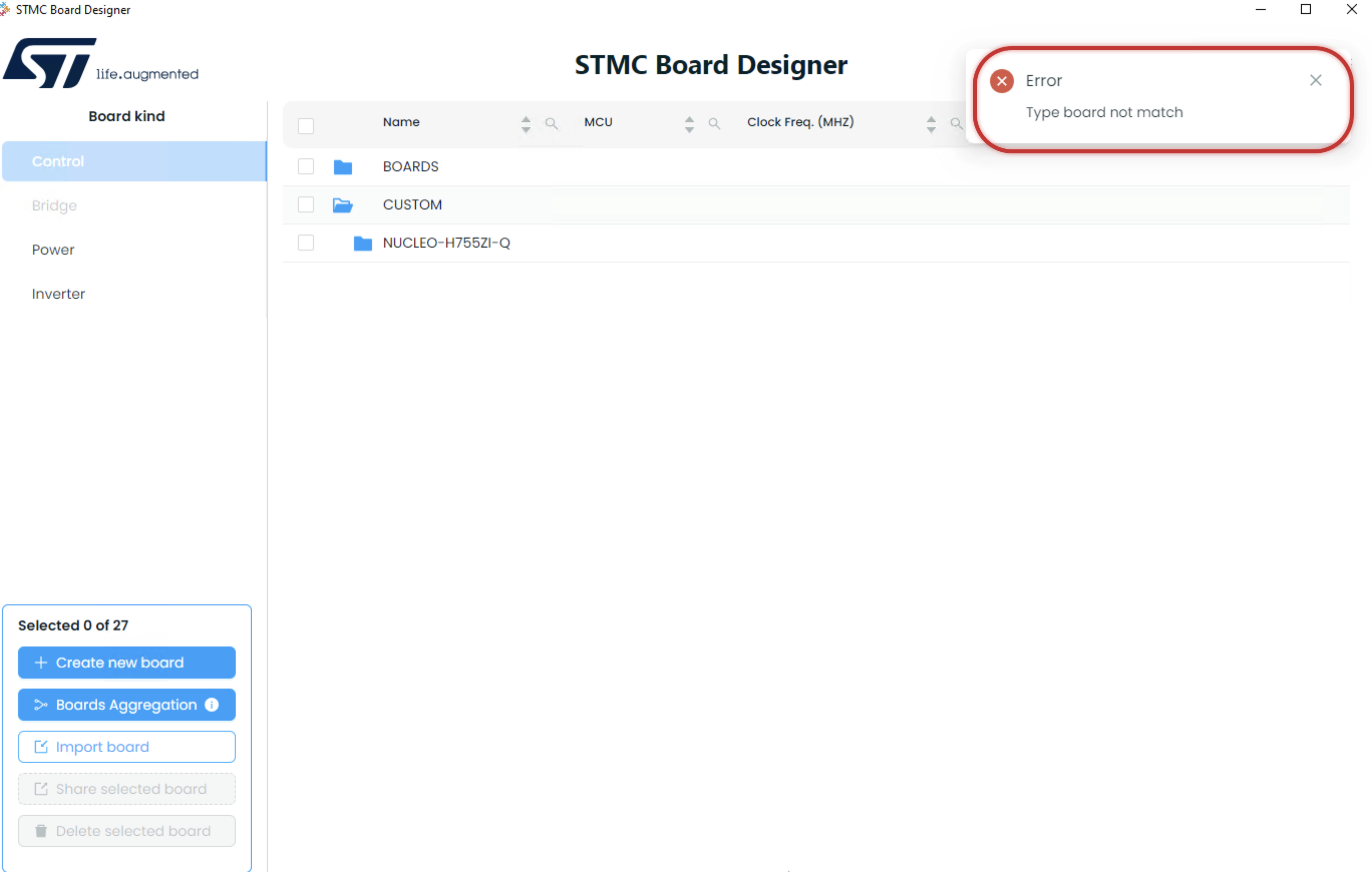 Solved Stmc Board Designer Cannot Create Bridge Stmicroelectronics