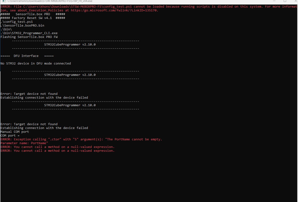 stuck trying to get STEVAL MKBOXPro connected - STMicroelectronics Community