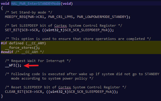 Solved: STM32WB standby mode error - STMicroelectronics Community