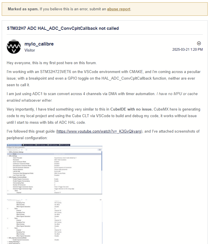 Solved: False Positive Spam Flag - STMicroelectronics Community