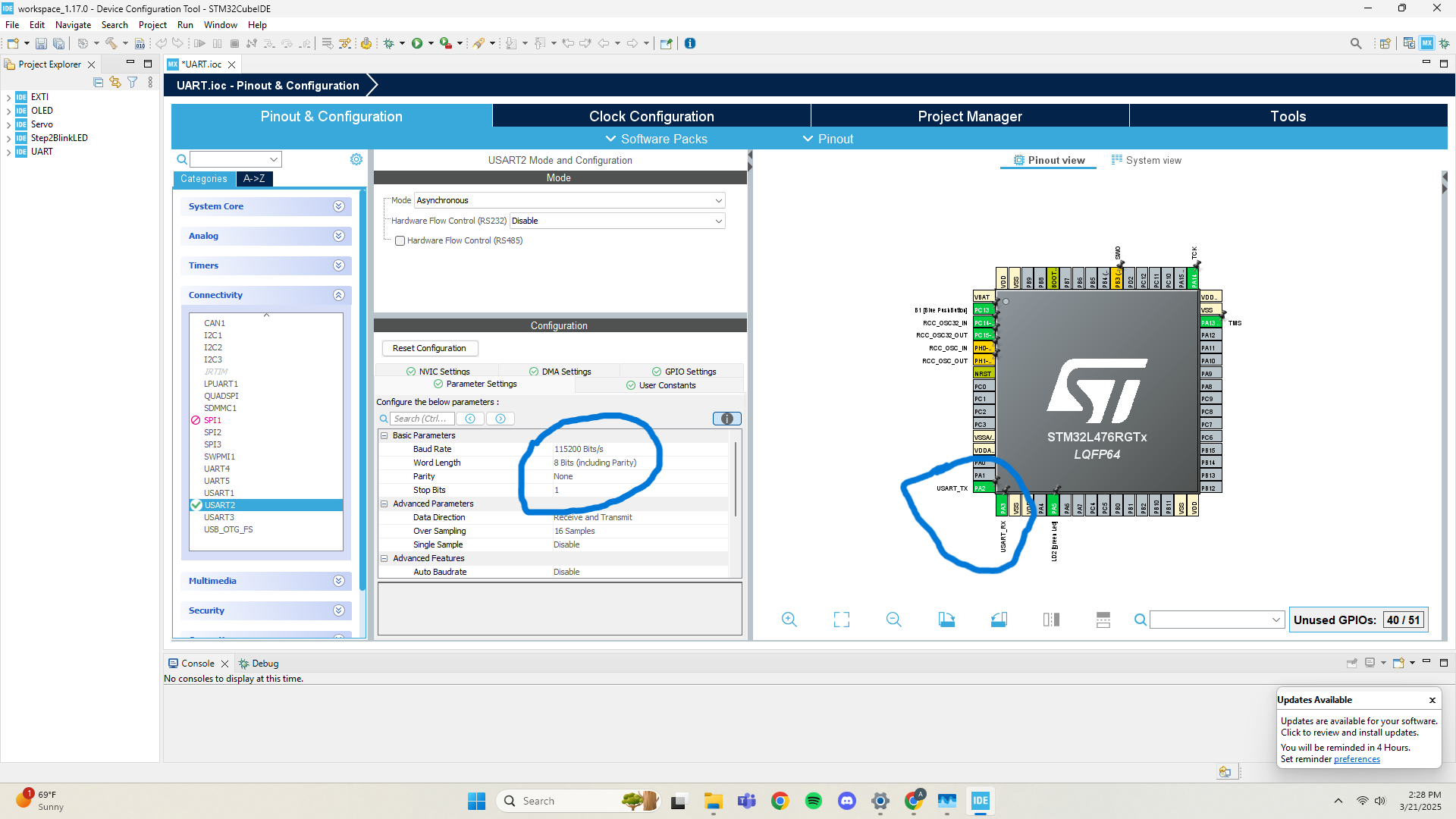 Can't Connect to UART With STM32 Nucleo L476RG - STMicroelectronics Community