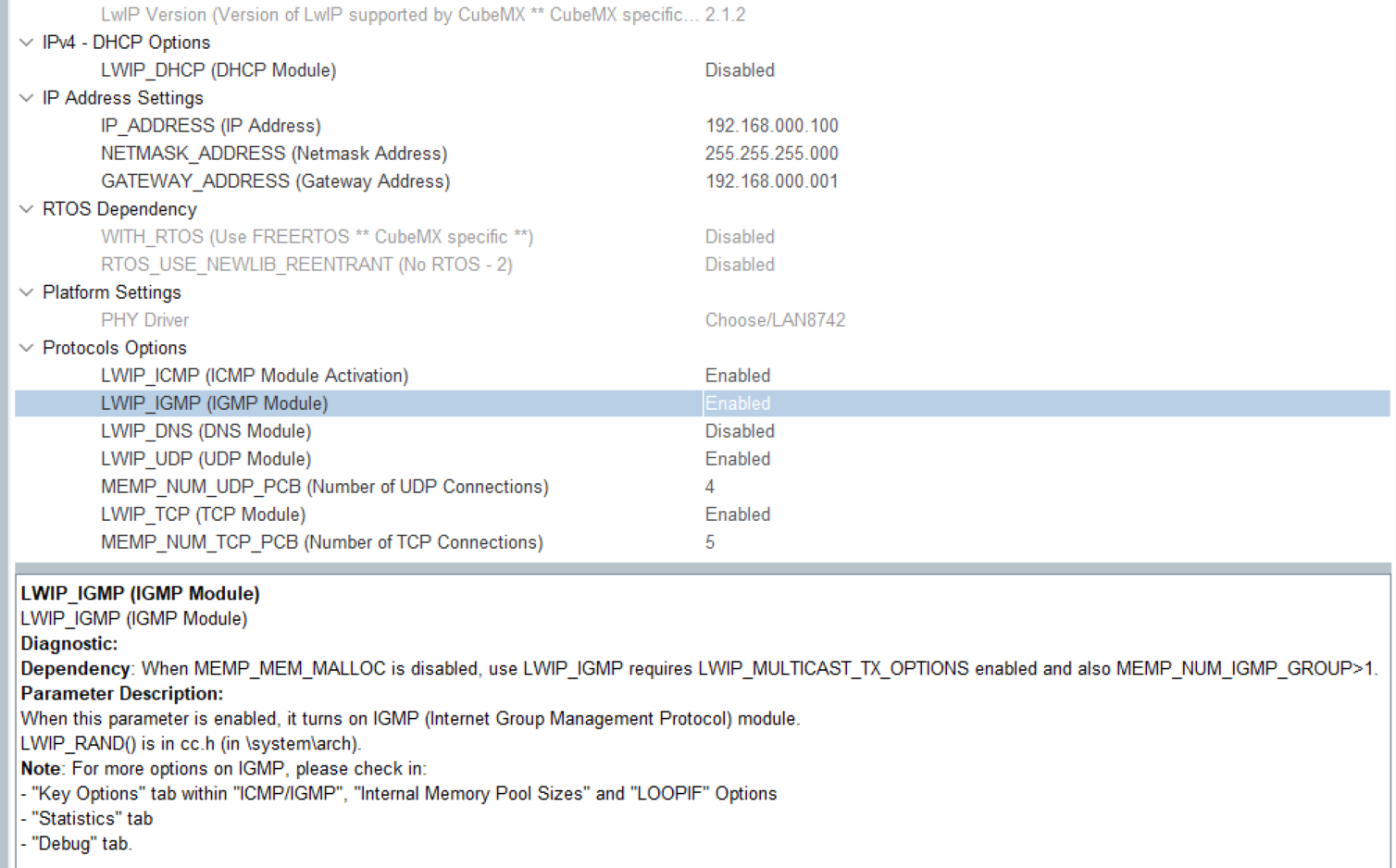 Igmp Enable In Cubemx Stmicroelectronics Community