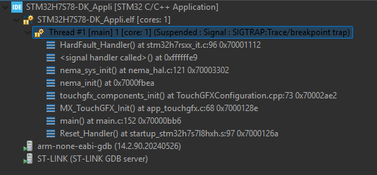 HardFault in TouchGFX Default Project on STM32H7S7... - STMicroelectronics Community