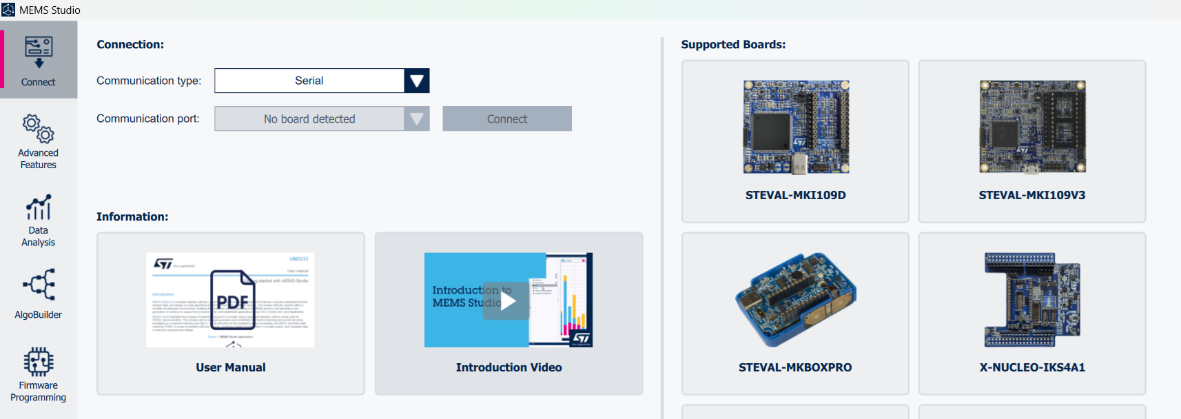 Solved: MEMS Studio Not Detecting STEVAL-MKI109D - STMicroelectronics Community