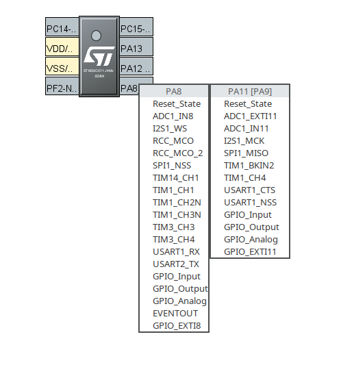 Confused about PA11 [PA9] Notation and I2C Support... - STMicroelectronics Community