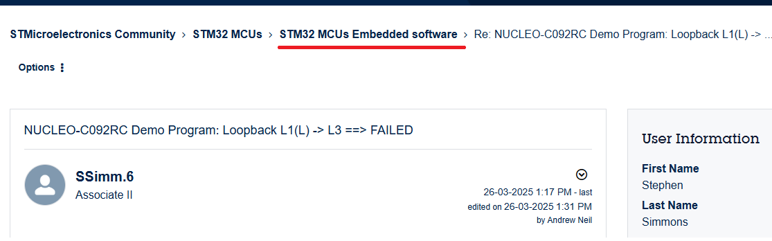 NUCLEO-C092RC Demo Program: Loopback L1(L) -> L3 =... - STMicroelectronics Community