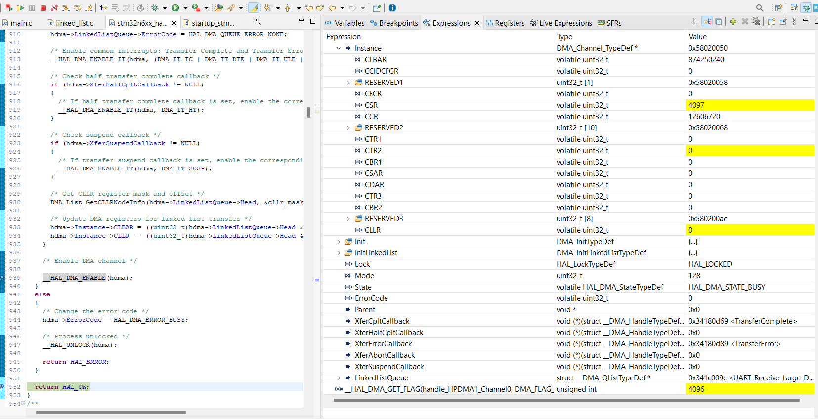 HPDMA Linked list mode user setting error NUCLEO N... - STMicroelectronics Community