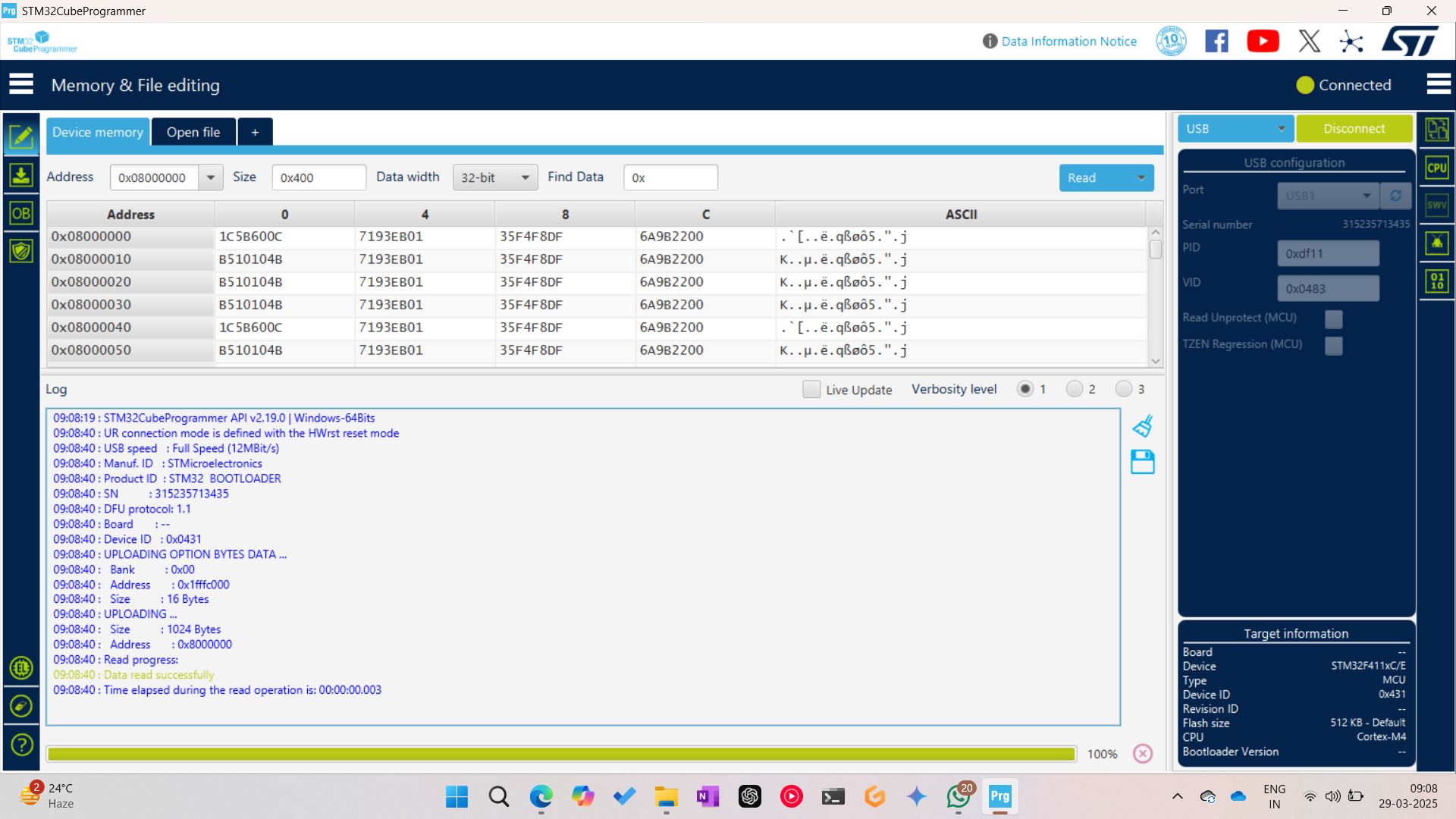 Stm32f411ce Firmware Write Failing Stmicroelectronics Community
