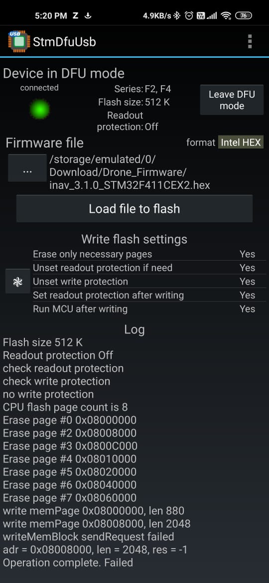 Stm32f411ce firmware write failing. - STMicroelectronics Community