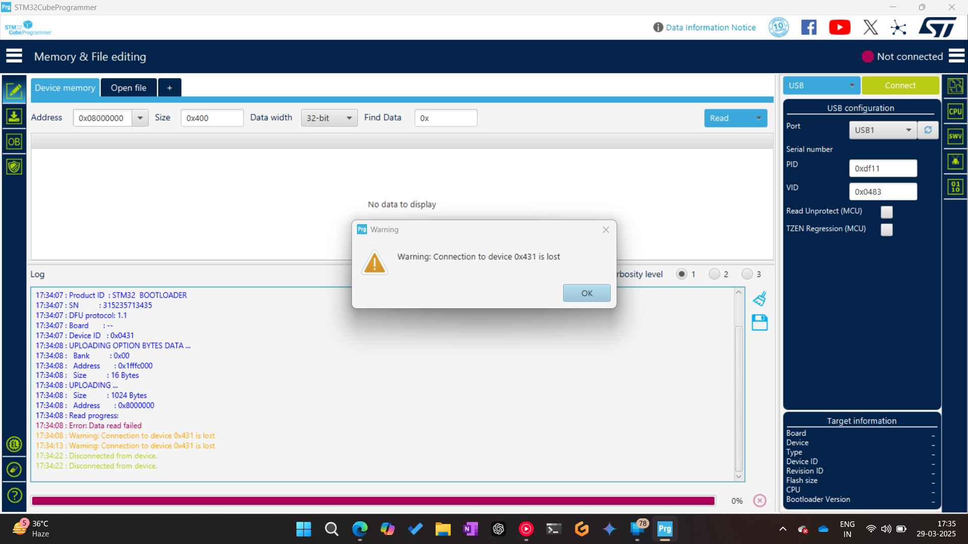 Stm32f411ce Firmware Write Failing Stmicroelectronics Community