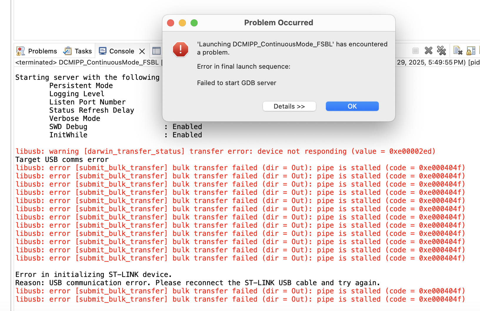 ST-LINK on STM32N6570-DK board warning 0x486 when ... - STMicroelectronics Community