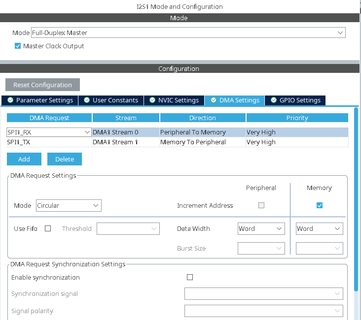 Solved: How to properly set up STM32H7 I2S as master to in... - STMicroelectronics Community