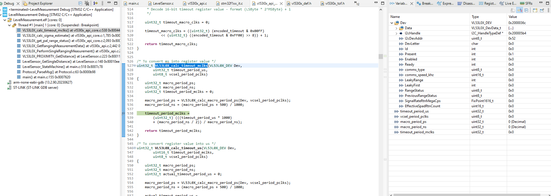 VL53L0X API Library - division by Zero fault in VL... - STMicroelectronics Community
