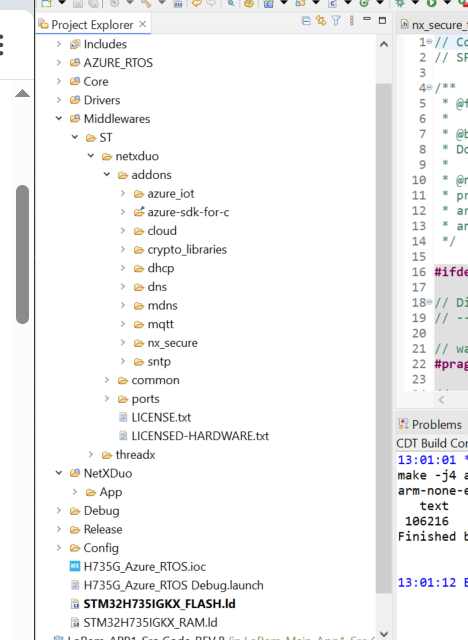 Azure IOT Porting STM32H735G-DK - STMicroelectronics Community