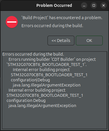 Internal Errors occurred during the build (1.18.0 ... - STMicroelectronics Community