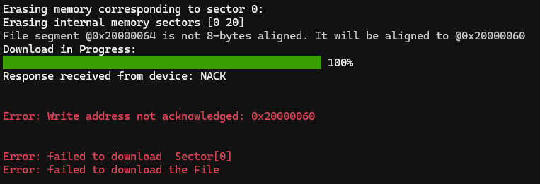 Solved: Can't flash ELF via UART bootloader, "write addres... - STMicroelectronics Community