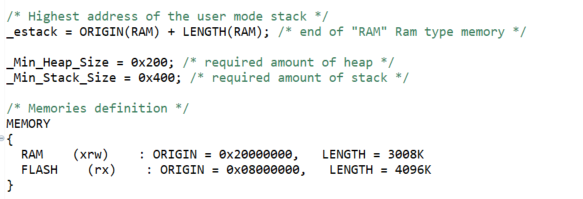 Linker script reporting incorrect SRAM size - STMicroelectronics Community