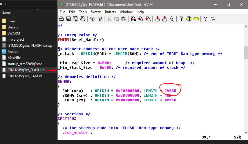 Linker script reporting incorrect SRAM size - STMicroelectronics Community