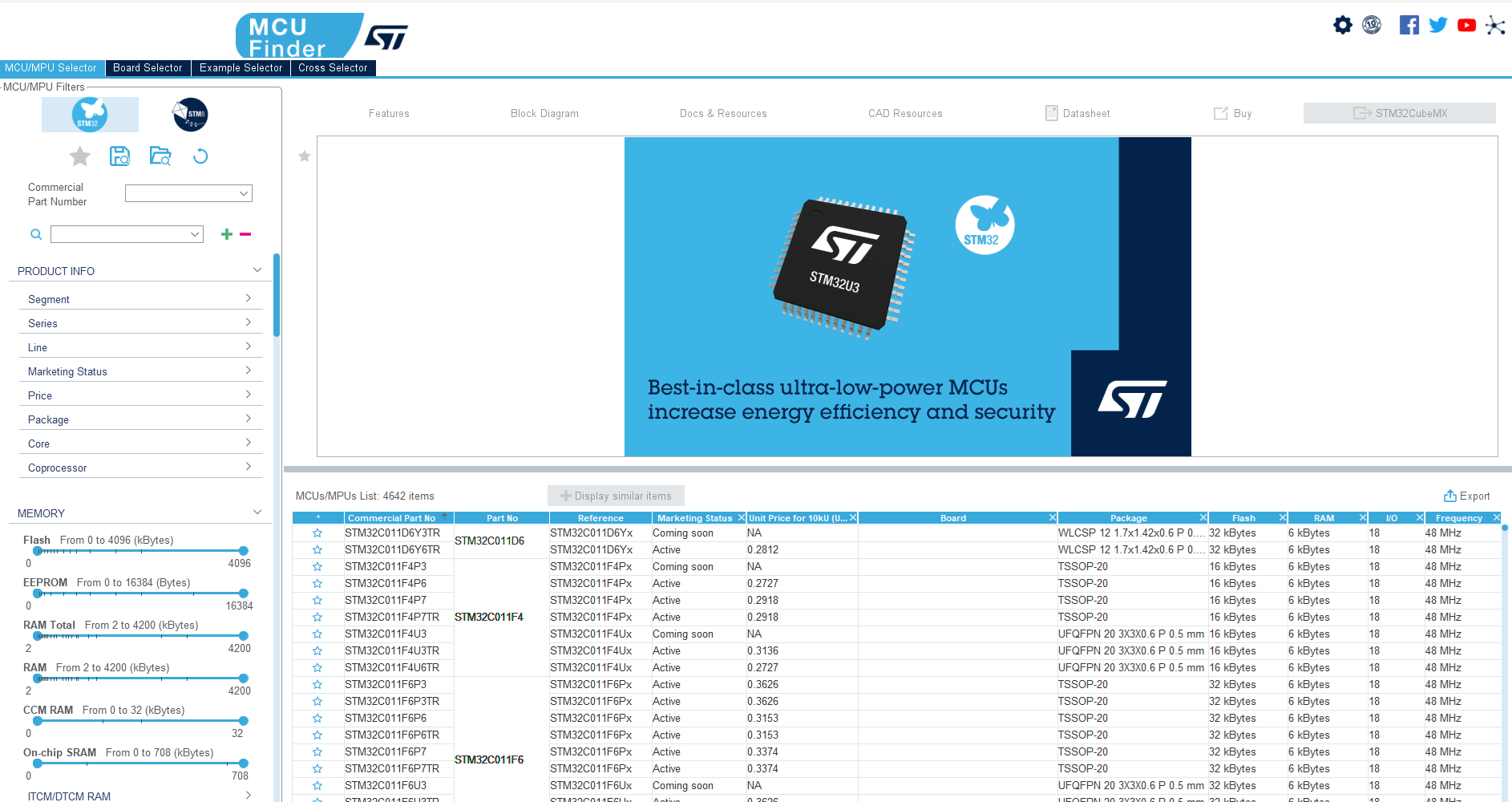Solved: Looking for MCU - STMicroelectronics Community