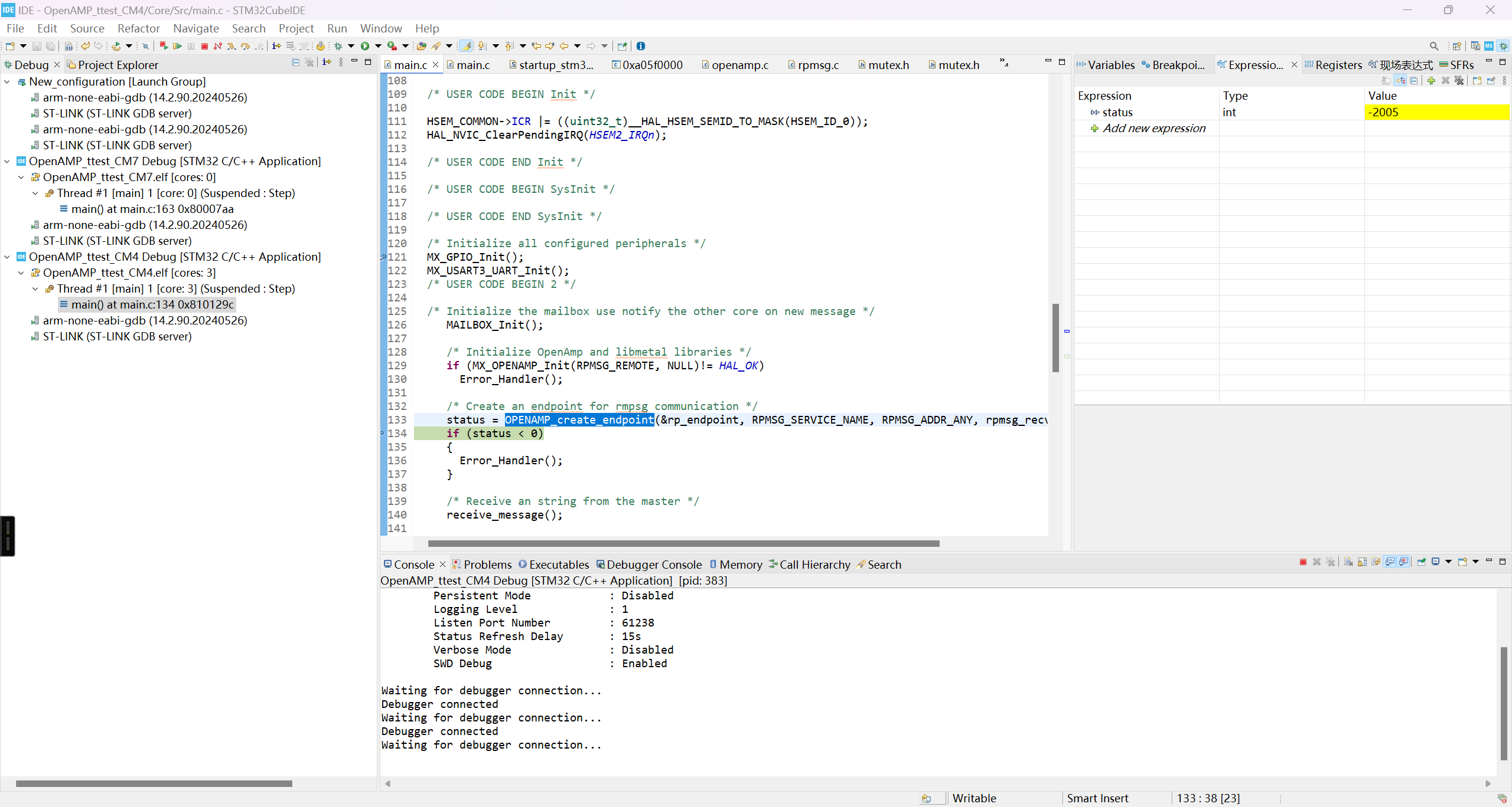 Solved Openamp Issue On Stm32h745 Stmicroelectronics Community 
