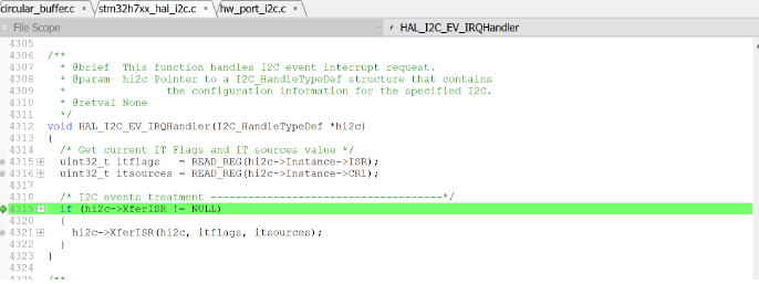 Hard fault on I2C library interrupt - STMicroelectronics Community Hard fault on I2C library interrupt - STMicroelectronics Community