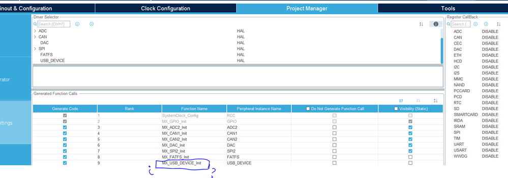 Solved: CubeMX doesnt generate MX_USB_DEVICE_Init function ... Solved: CubeMX doesnt generate MX_USB_DEVICE_Init function ...