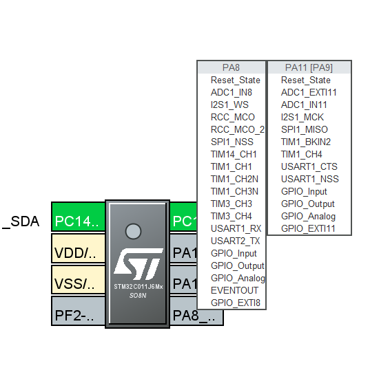 Solved: Alternate pin for I2C1_SCL on STM32C011J6Mx SO8N - STMicroelectronics Community