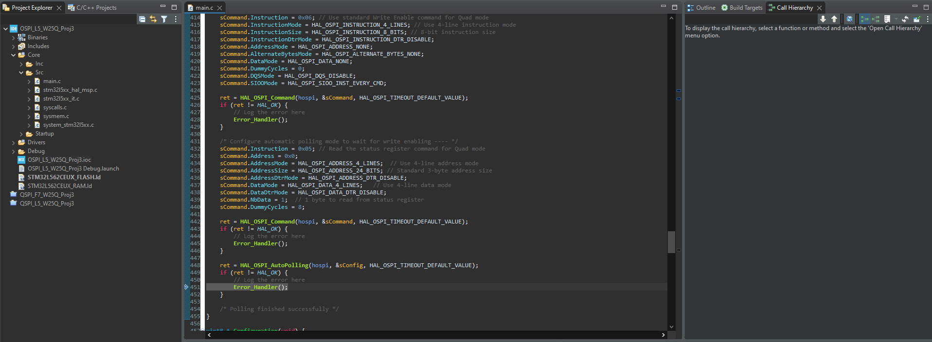 OSPI in Quad SPI Mode Configuration - STMicroelectronics Community