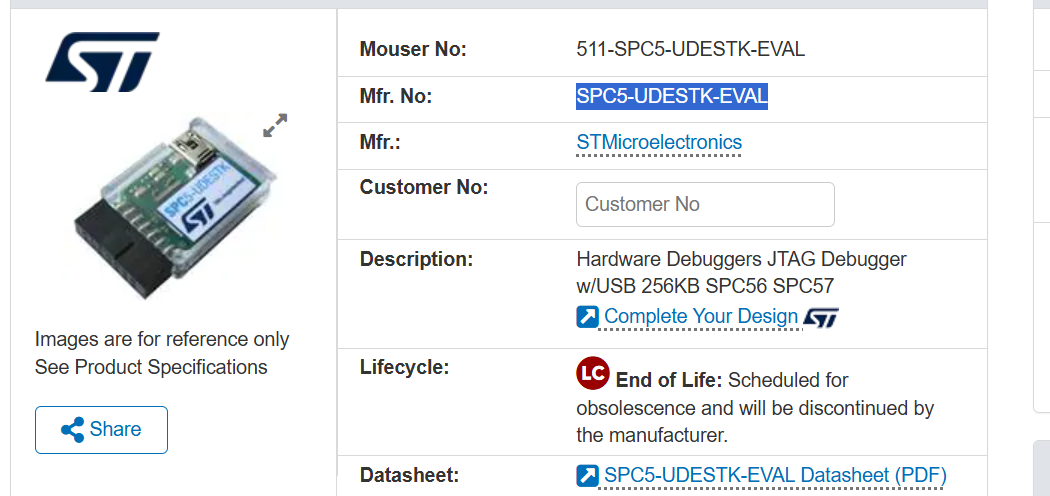 suitable debugger for SPC560P ? - STMicroelectronics Community