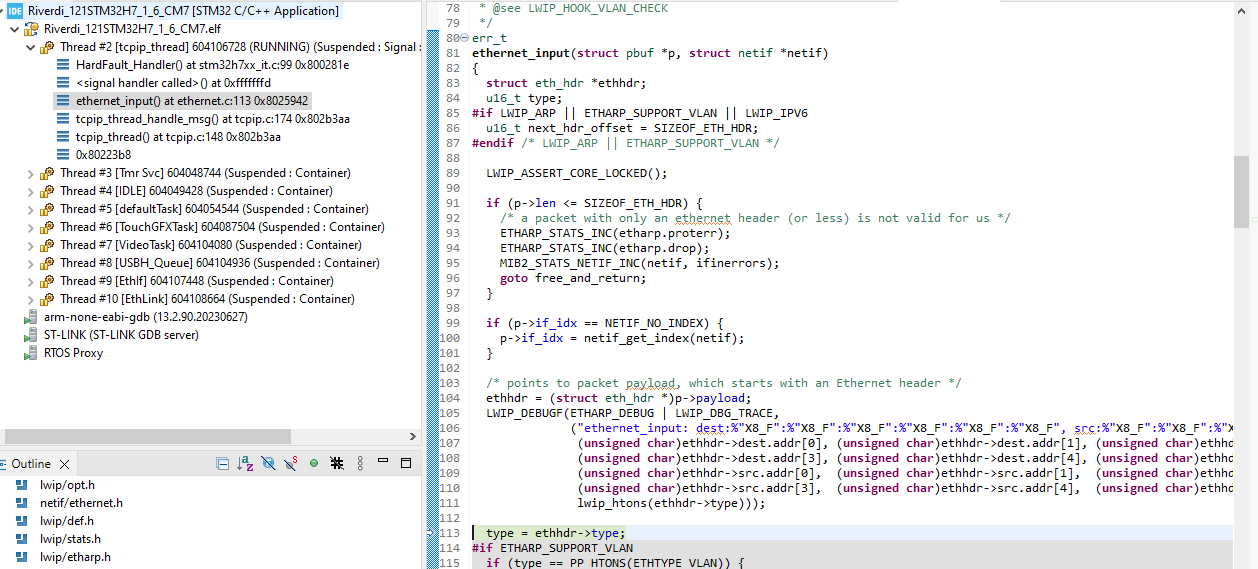 HardFault_Handler when enable LWIP and touchgfx - STMicroelectronics Community