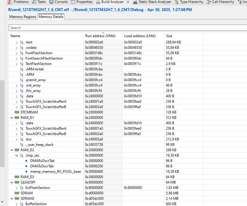 HardFault_Handler when enable LWIP and touchgfx - STMicroelectronics Community