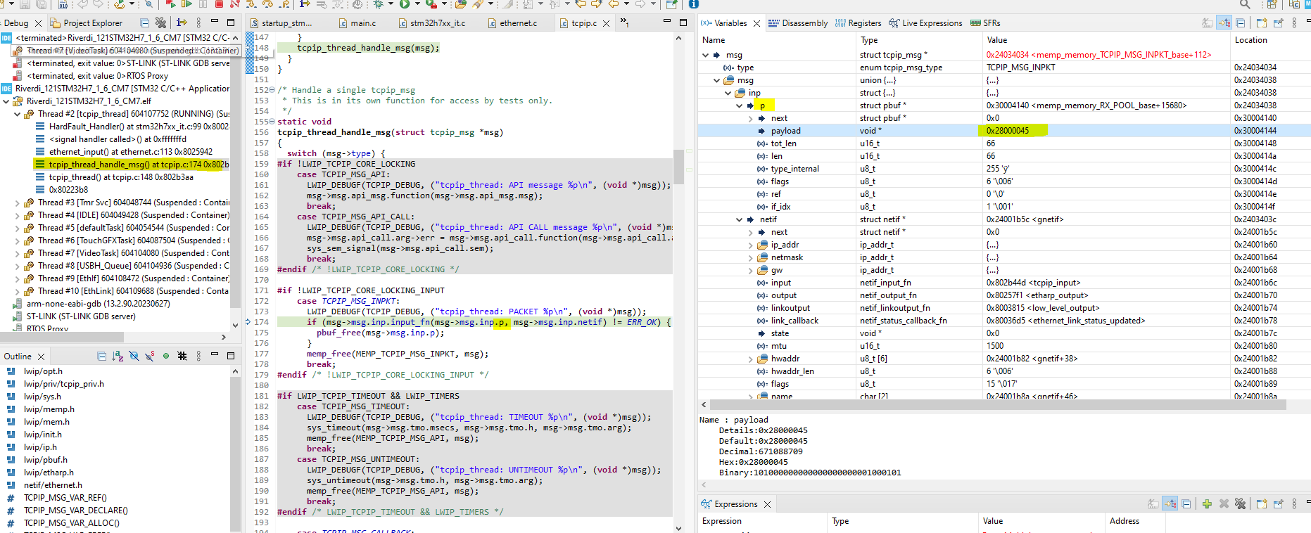 HardFault_Handler when enable LWIP and touchgfx - STMicroelectronics Community
