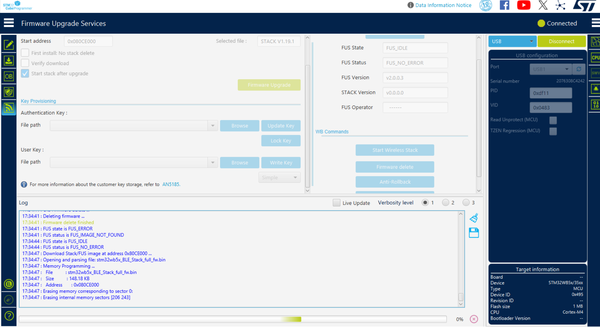 Solved: STM32WB55 FUS and BLE stack Upgrade issue. - STMicroelectronics Community