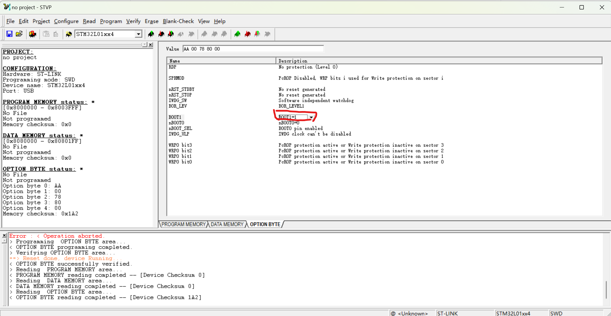 Solved: STM32L011F4U6 can't enter bootloader - STMicroelectronics Community
